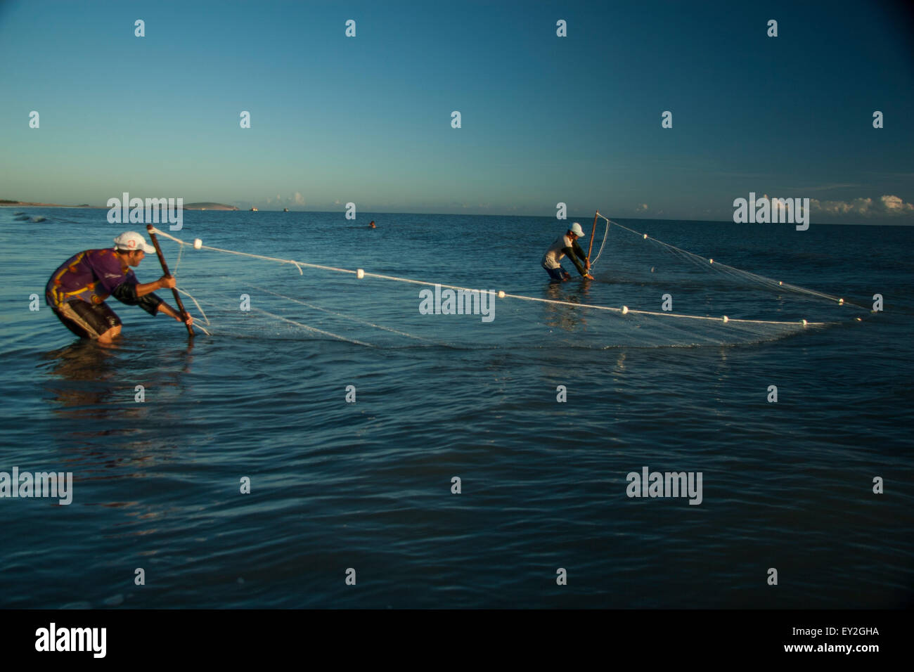 Traditional net fishing in Preá Beach, Jericoacoara, Ceará, Brazil ...