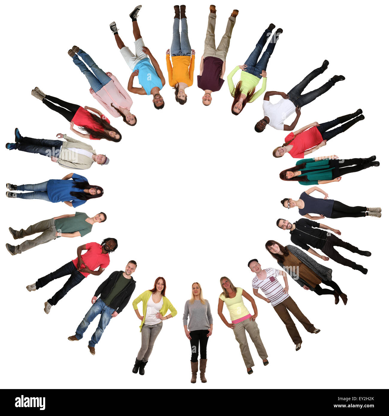 Smiling happy multicultural multi ethnic group of young people in ...