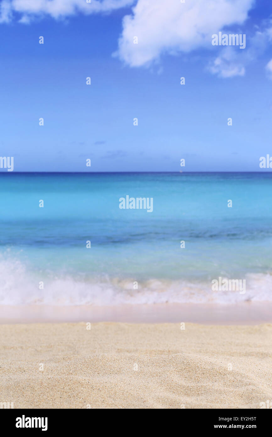 Beach background scene in summer on vacation with sand, waves Stock ...