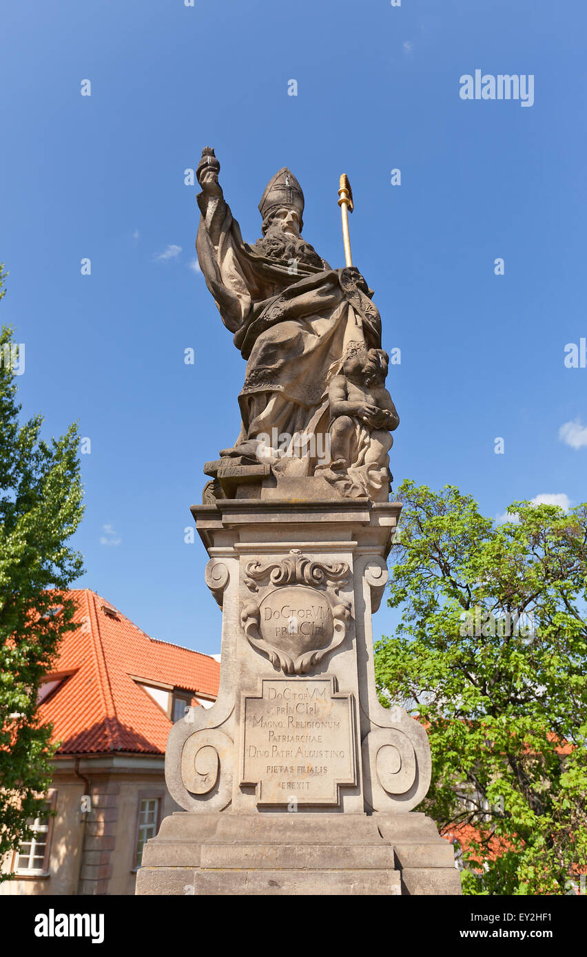 Statue of St. Augustine (circa 1708) on the balustrade of famous ...