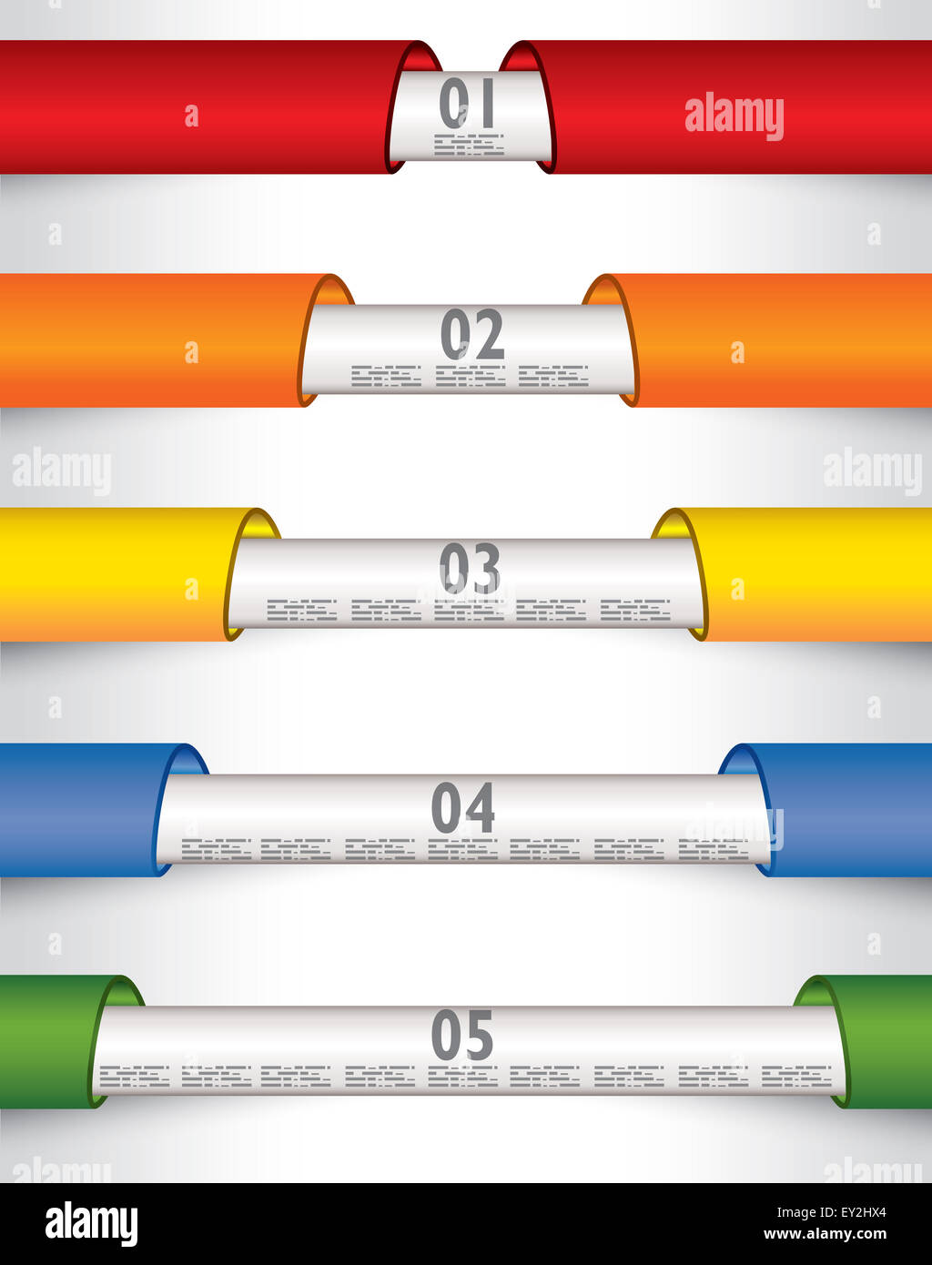 Infographic examples colored bands paper post-it Stock Photo - Alamy