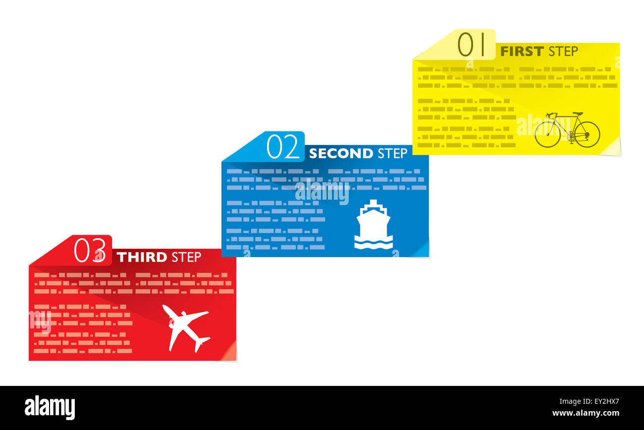 Infographic examples cartels tickets numbered sheets Stock Photo - Alamy