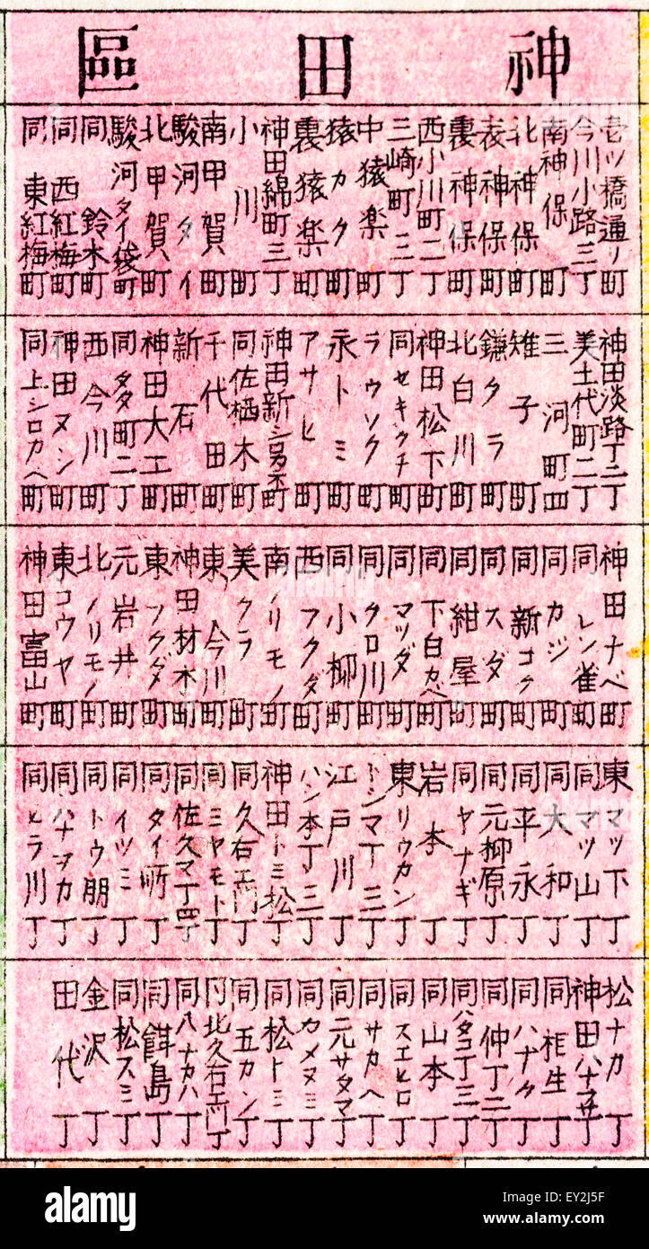 1882 stylized Topographic color Map of Tokyo, Edo. Detail of map ...