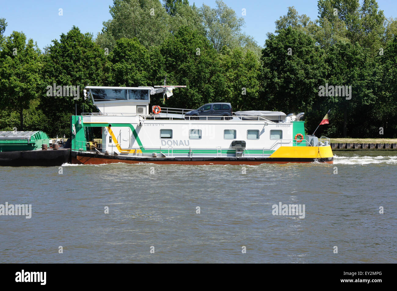 Donau, a container ship and oil tanker, operates on the Amsterdam-Rijn ...