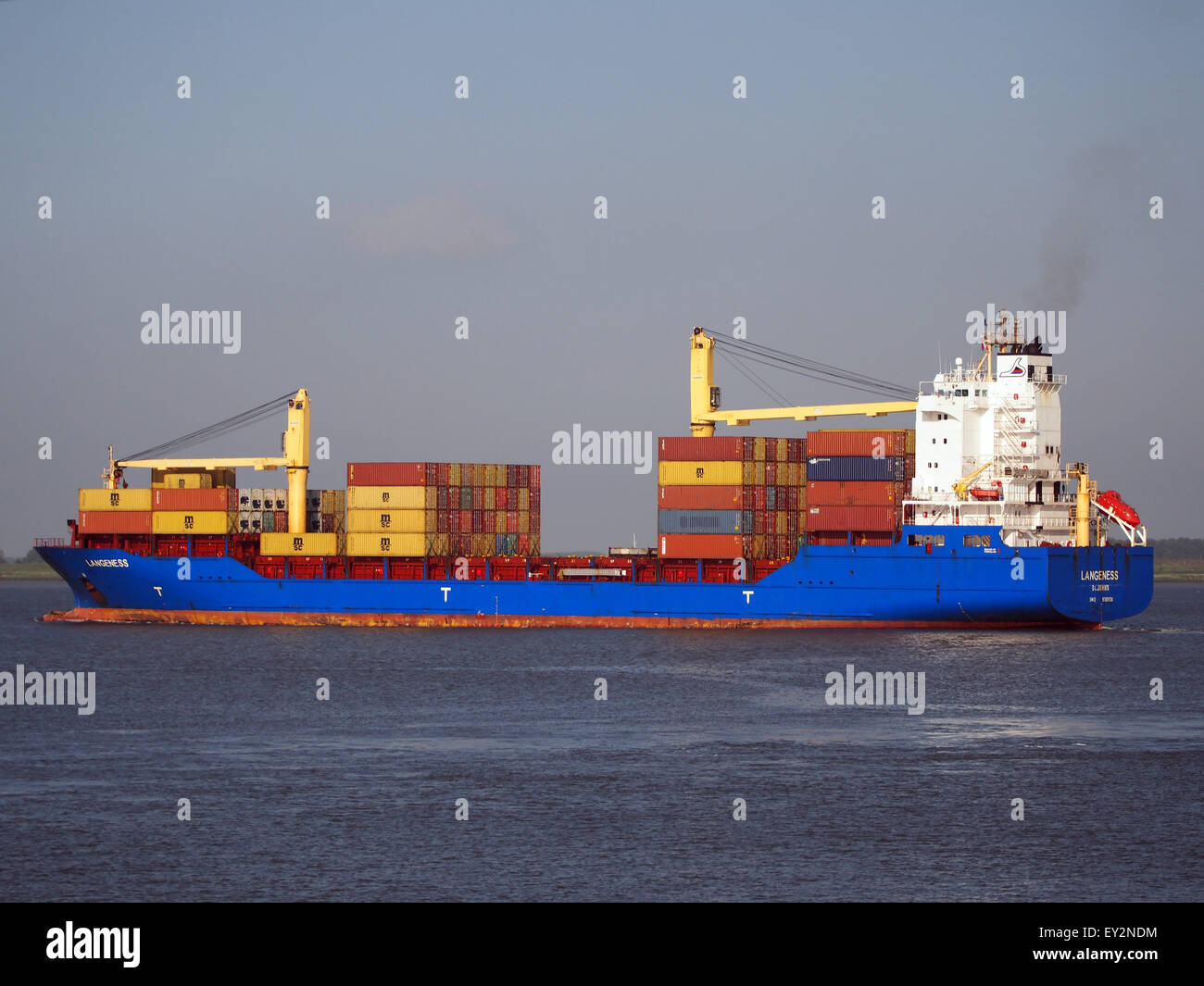 The Langeness, IMO 9301134, is a container ship leaving the Berendrecht ...