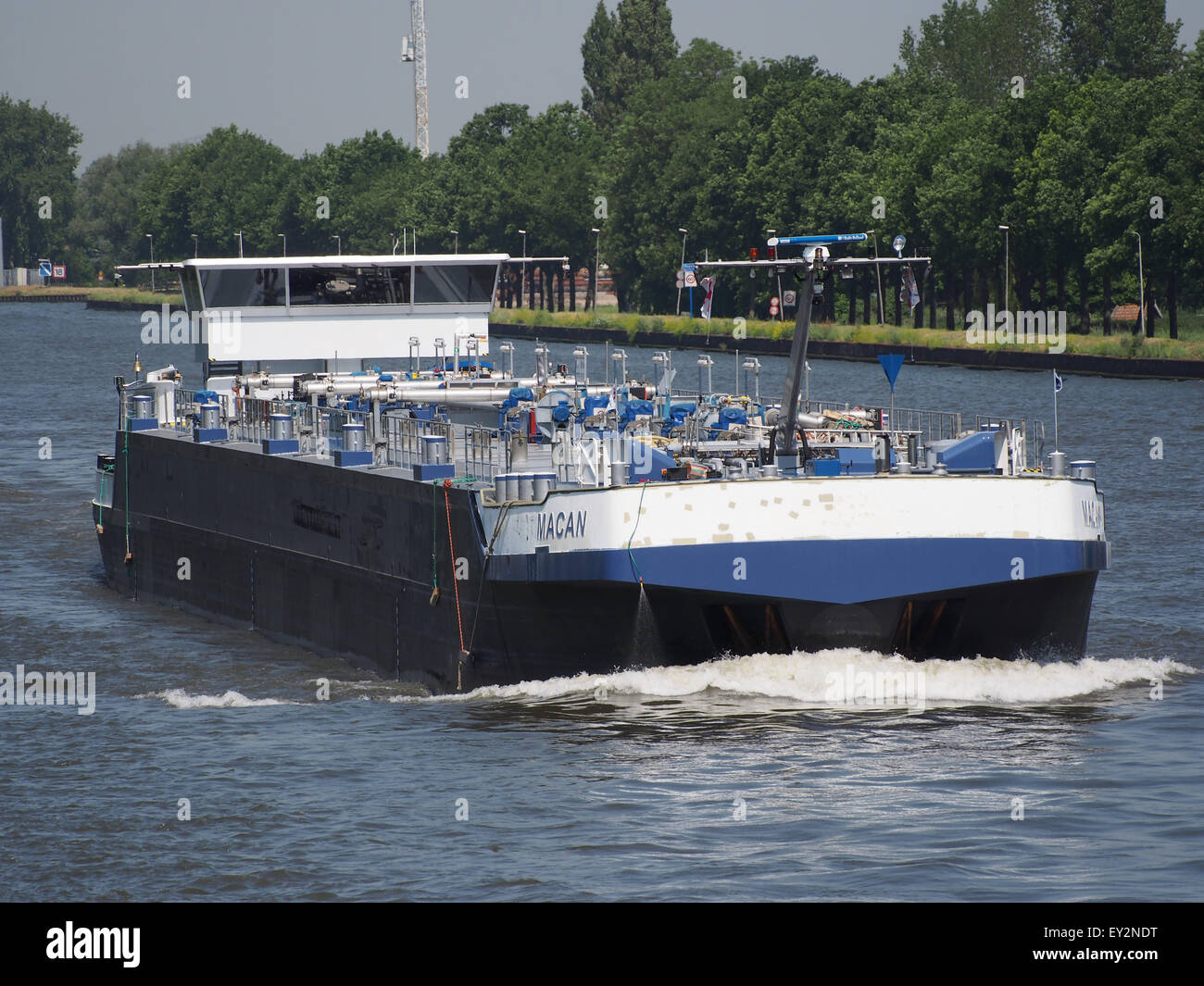 The Macan, a container ship and oil tanker, is operating on the ...