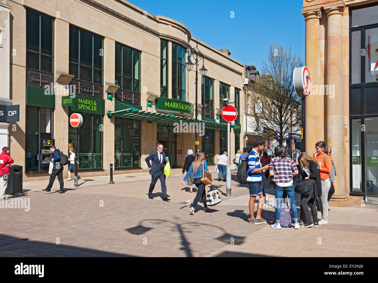 People shopping visitors shoppers outside Marks and Spencer M&S M & S ...