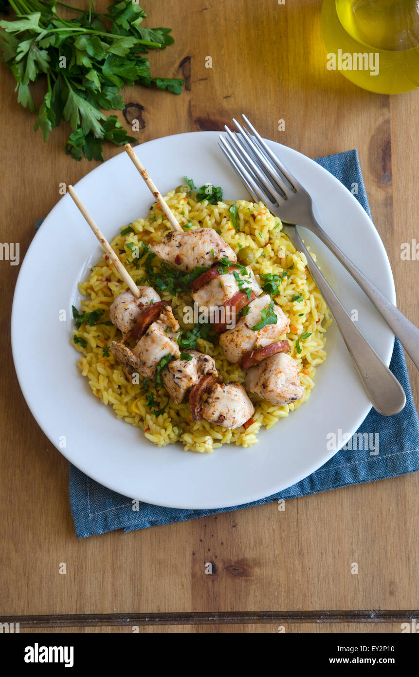 Kebabs with rice Stock Photo - Alamy