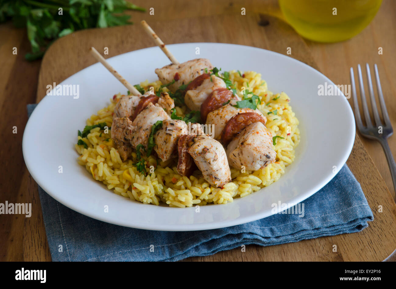 Kebabs with rice Stock Photo - Alamy