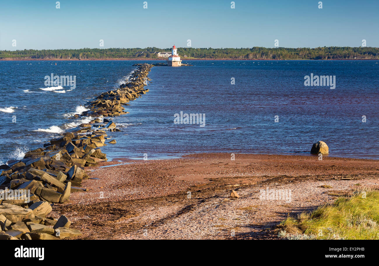 Indian Head Lighthouse at the mouth of the harbor in Summerside, Prince ...