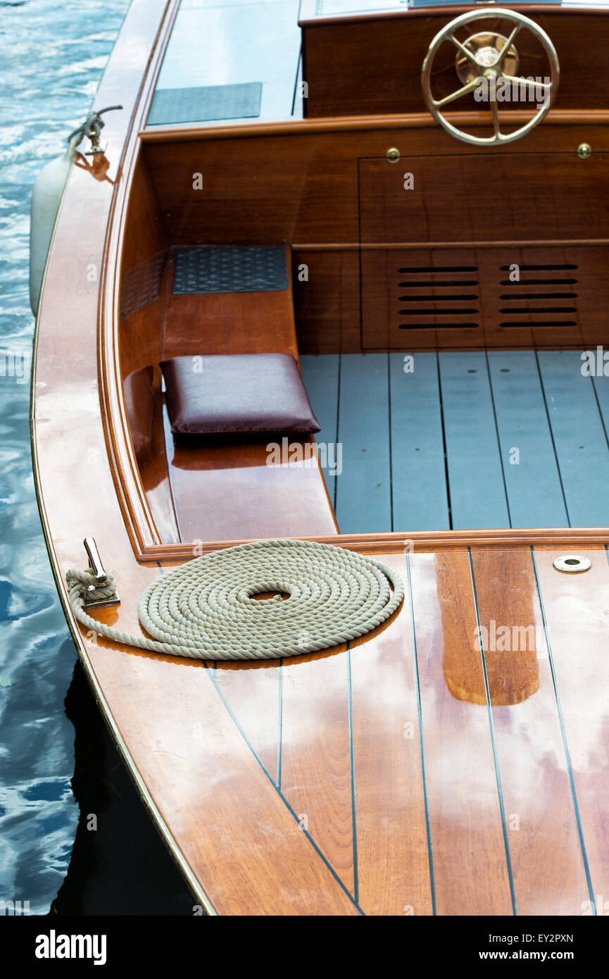 Rope on a steam launch boat at the Thames Traditional Boat Festival ...