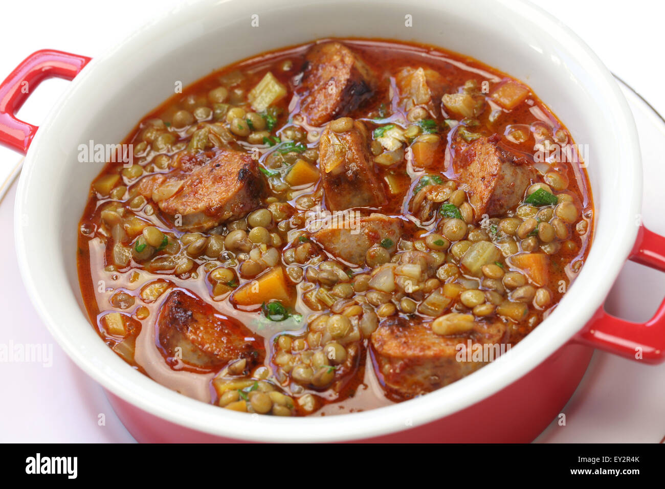 lentil and chorizo soup, spanish cuisine, lentejas con chorizo Stock ...