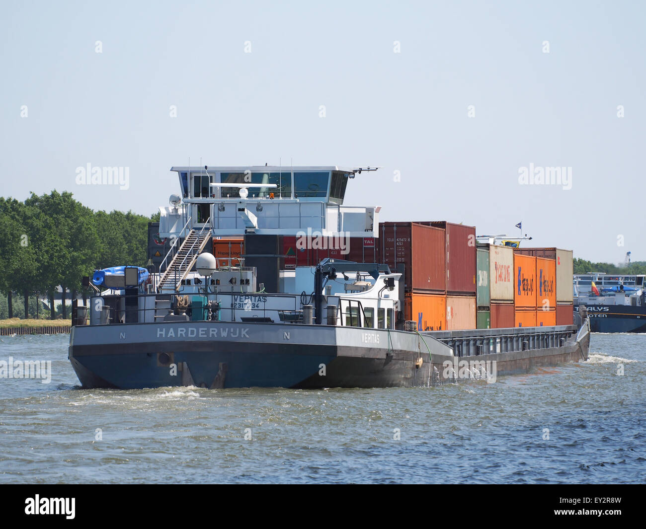 The container ship 'Veritas' is seen navigating the Amsterdam-Rijn ...