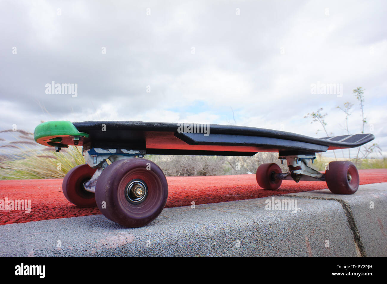 Vintage Style Longboard Black Skateboard Stock Photo - Alamy