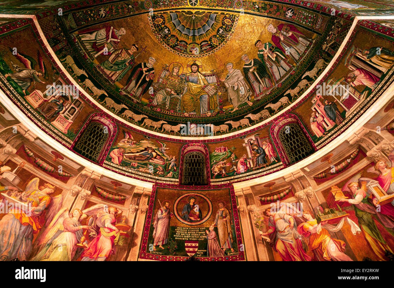 Italy, Rome, basilica of Santa Maria in Trastevere, apse medieval mosaic (12th and 13th century ...