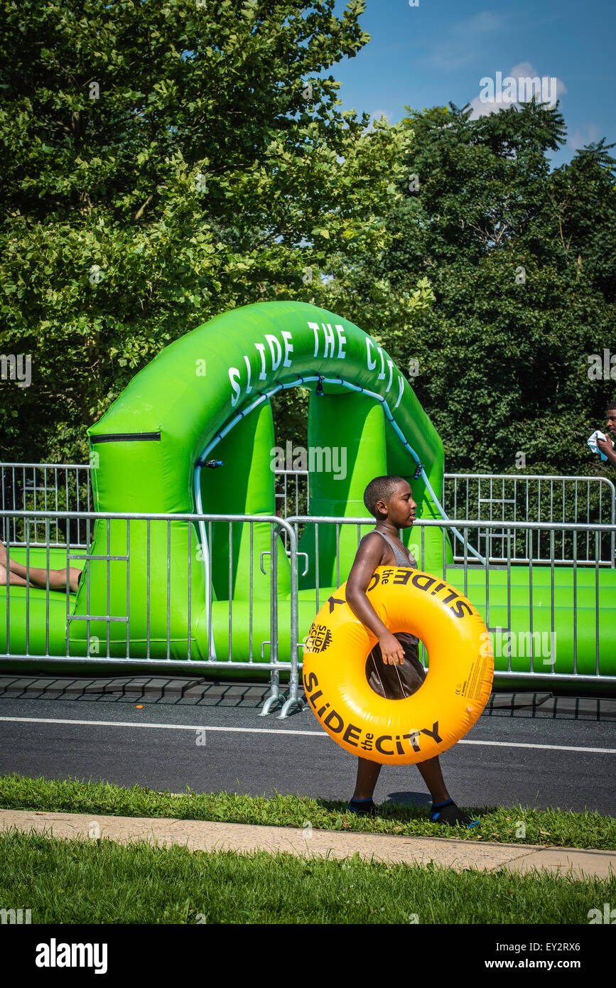 Children adult water slide hi-res stock photography and images - Alamy