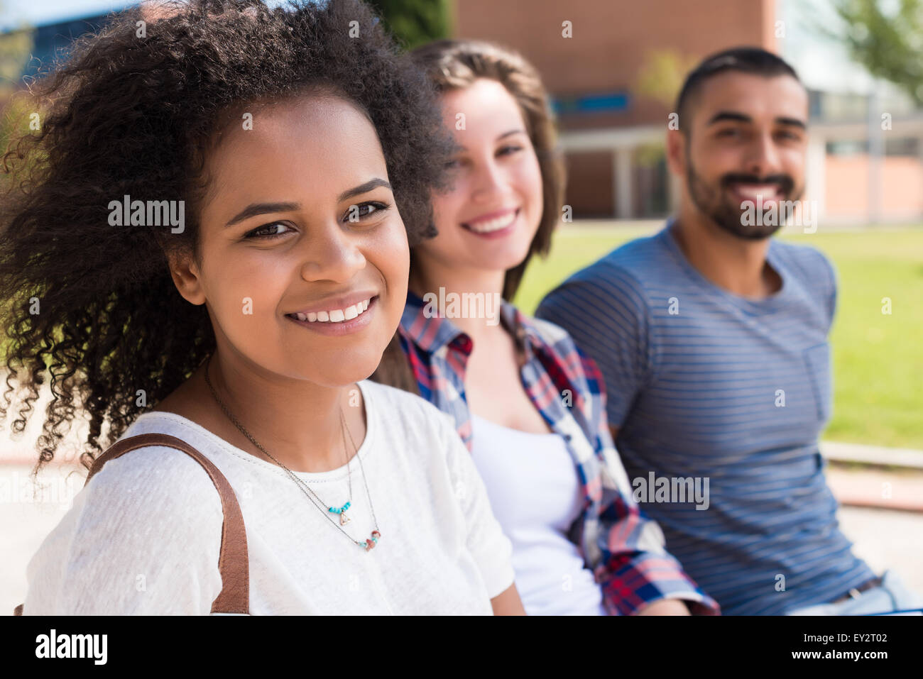Multi-Ethnic group of students in School Campus Stock Photo - Alamy