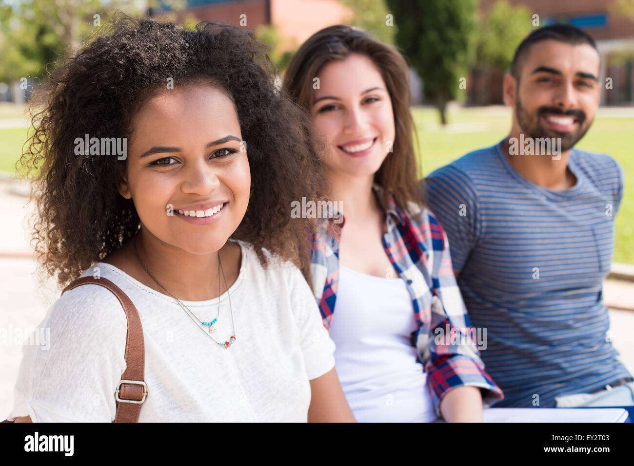Multi-Ethnic group of students in School Campus Stock Photo - Alamy