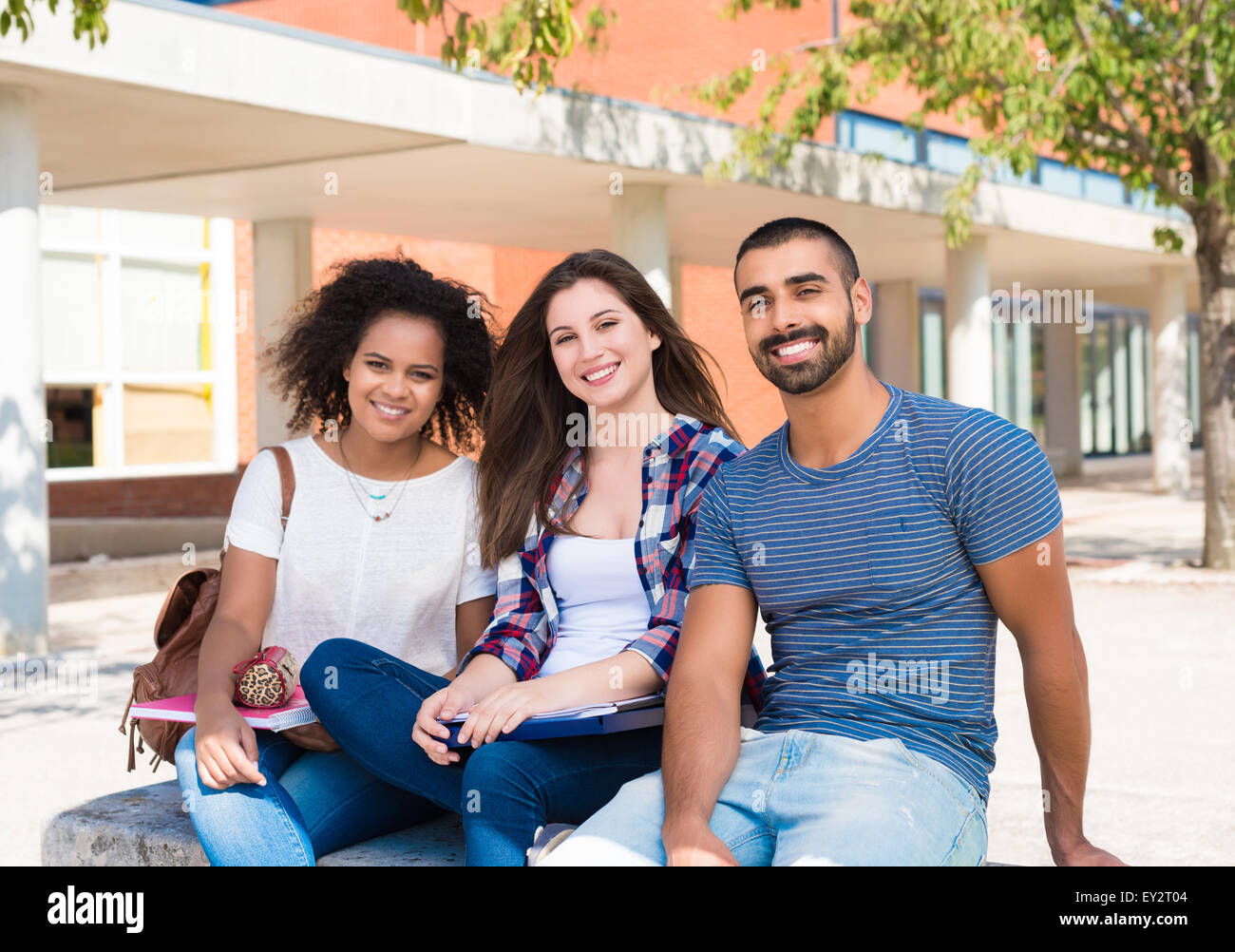 Multi-Ethnic group of students in School Campus Stock Photo - Alamy
