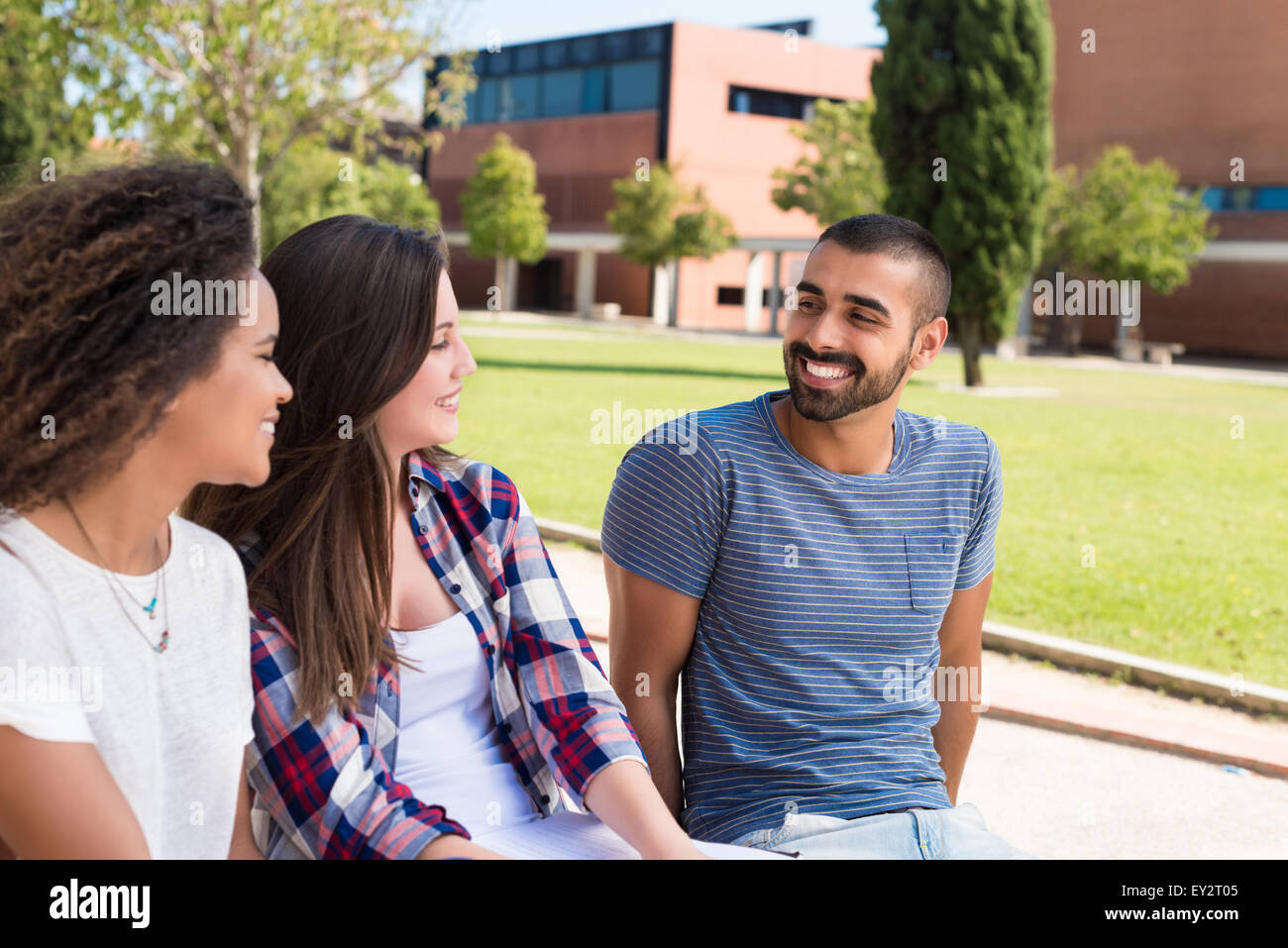 Multi-Ethnic group of students in School Campus Stock Photo - Alamy