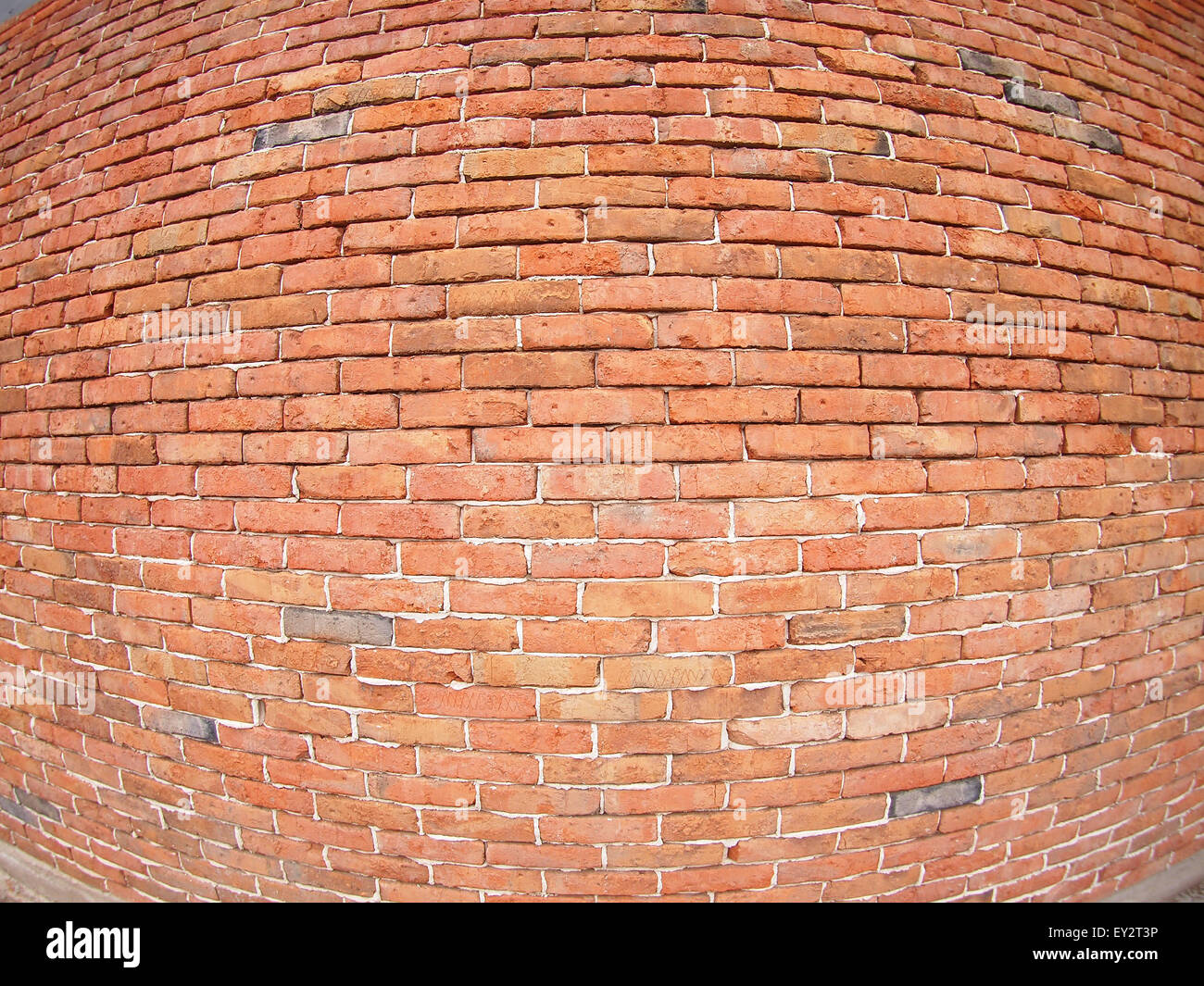 Brown brick wall with wide angle fisheye view Stock Photo - Alamy