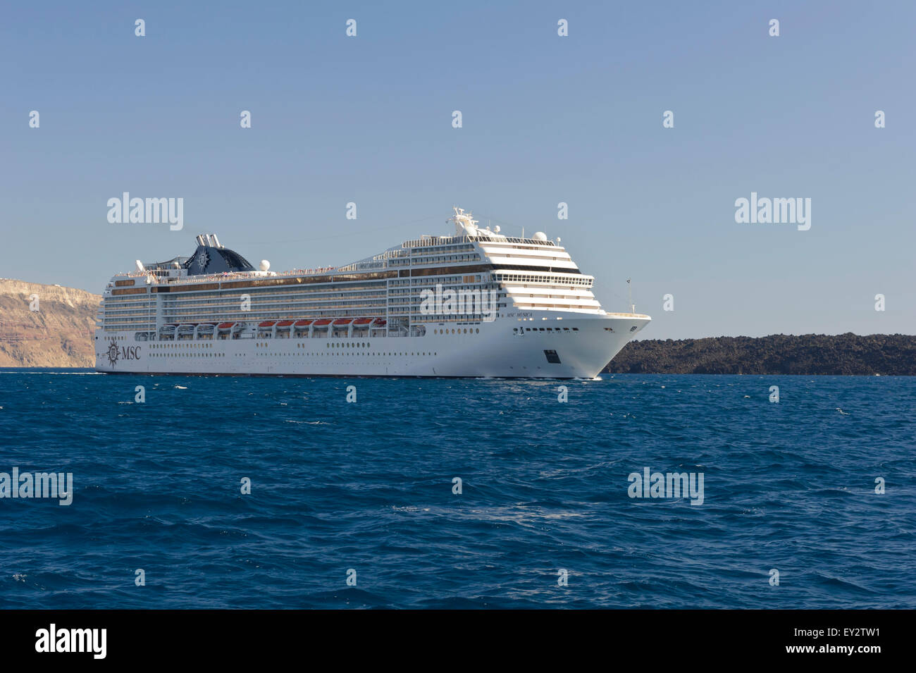 An MSC cruise ship in the harbour in Santorini, Greece Stock Photo - Alamy