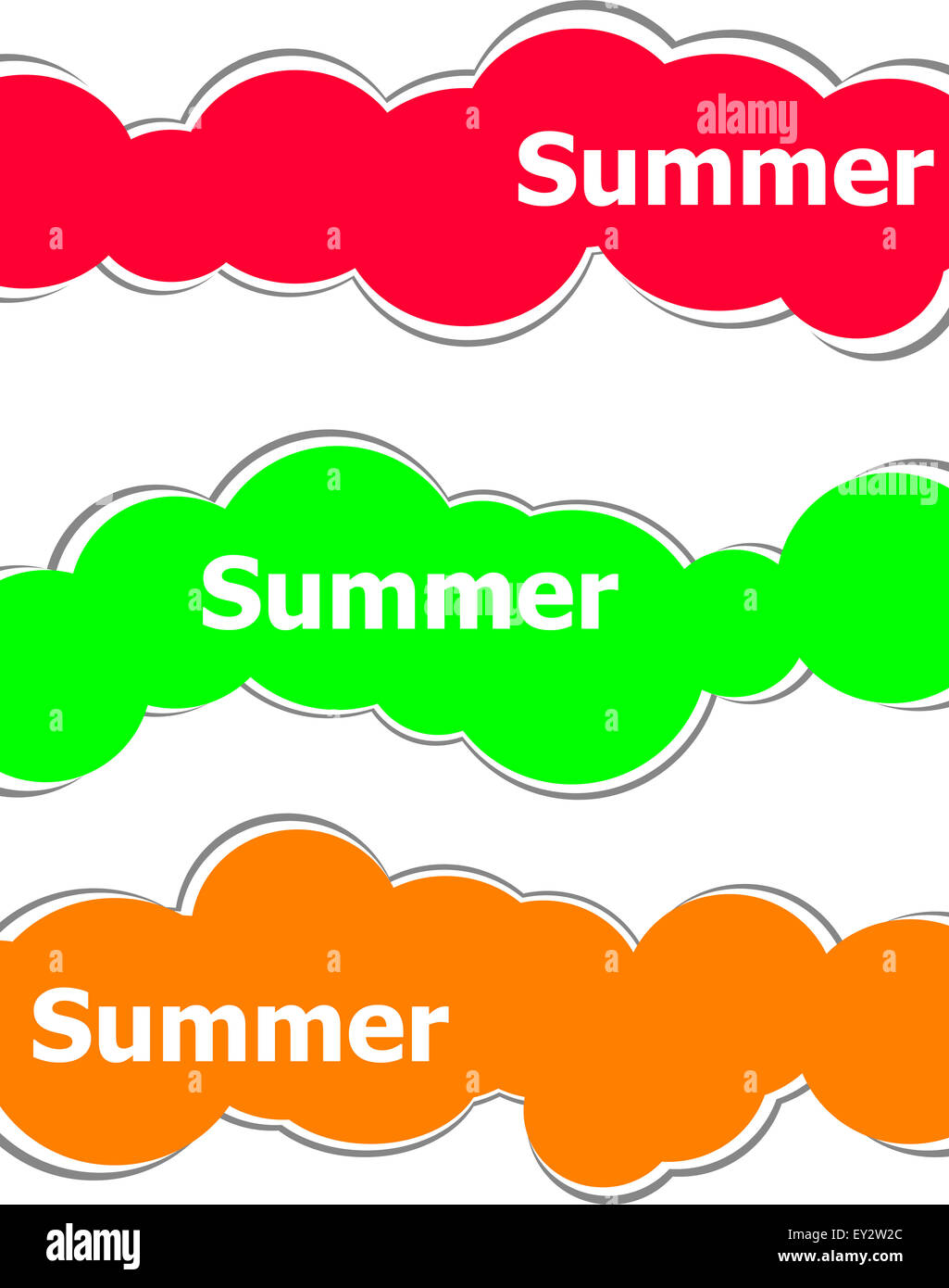 summer word on stickers set isolated on white, summer time concept ...