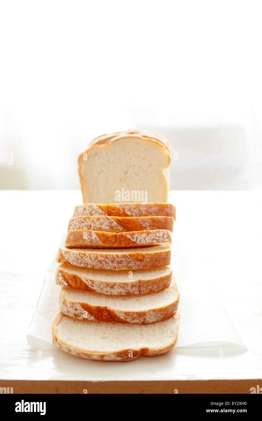 Falling slices of White Bread Stock Photo - Alamy