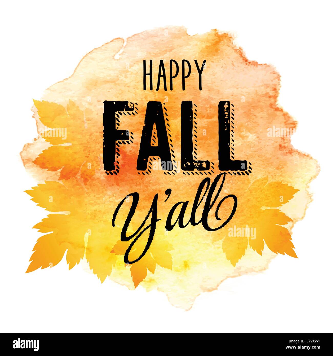 Vector autumn label on colorful watercolor background Stock Vector ...