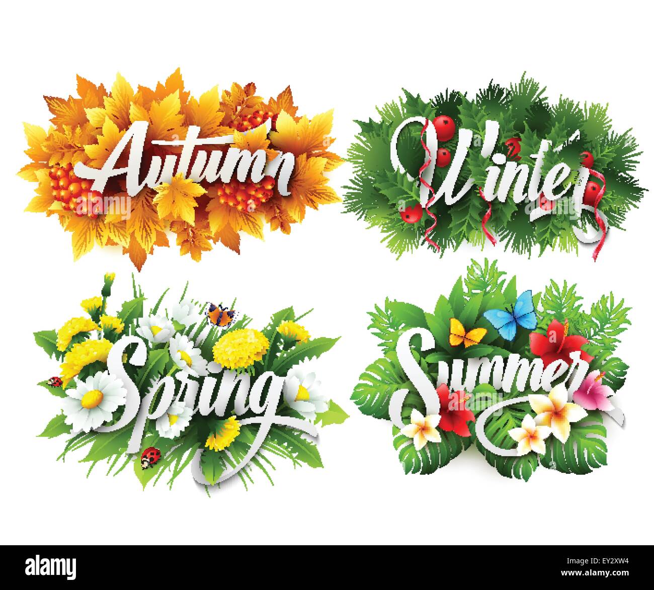 Four Seasons Typographic Banner. Vector illustration Stock Vector Image ...