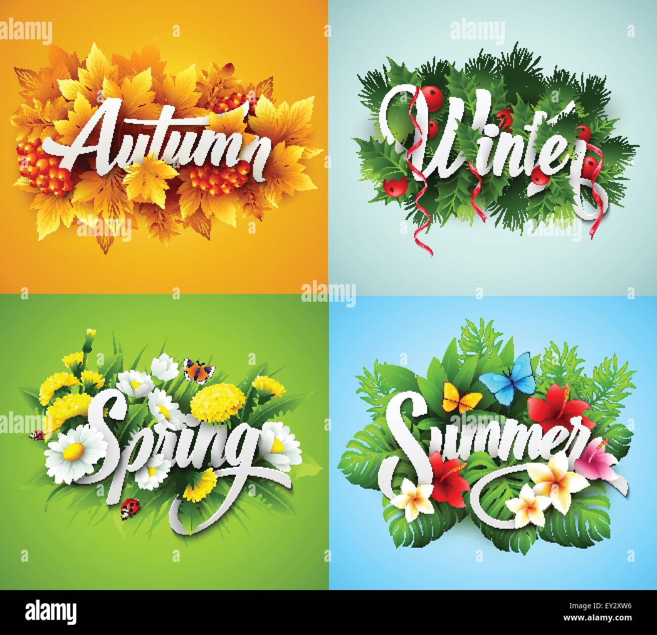 Four Seasons Typographic Banner. Vector illustration Stock Vector Image ...