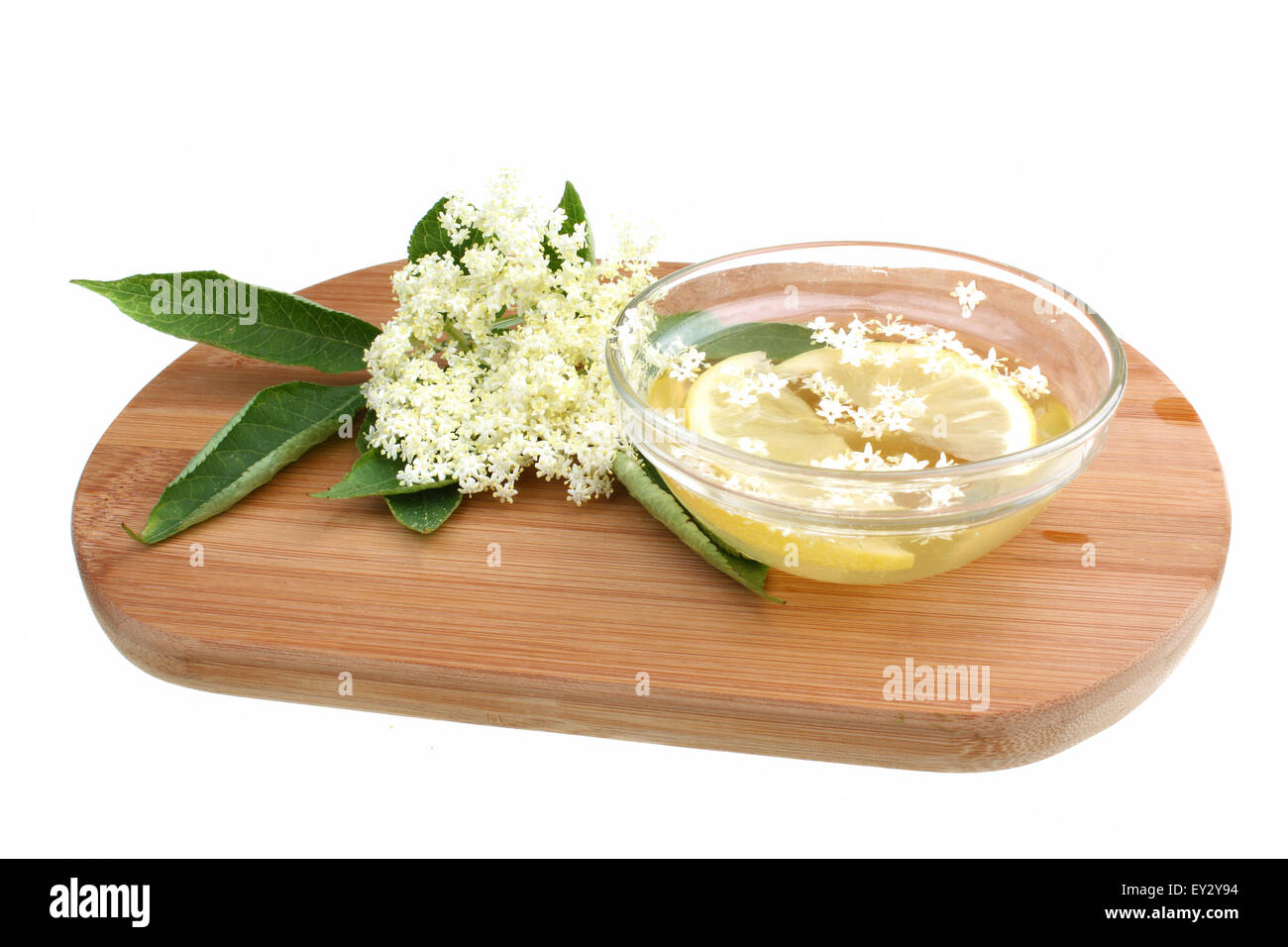 Elderberry lemonade with fresh lemon and elderberry blossom Stock Photo ...