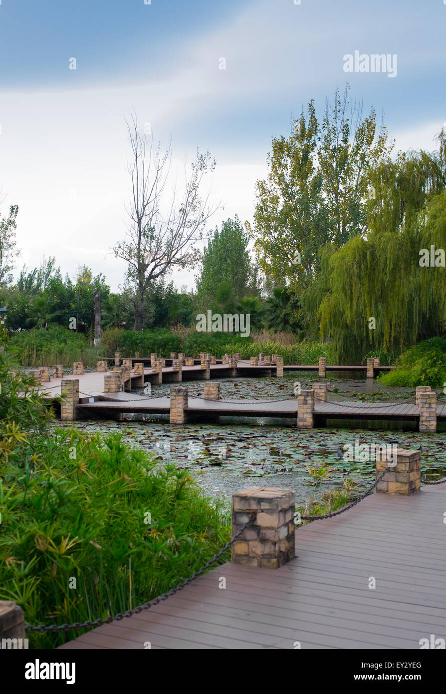 Chinese park with a pond Stock Photo - Alamy