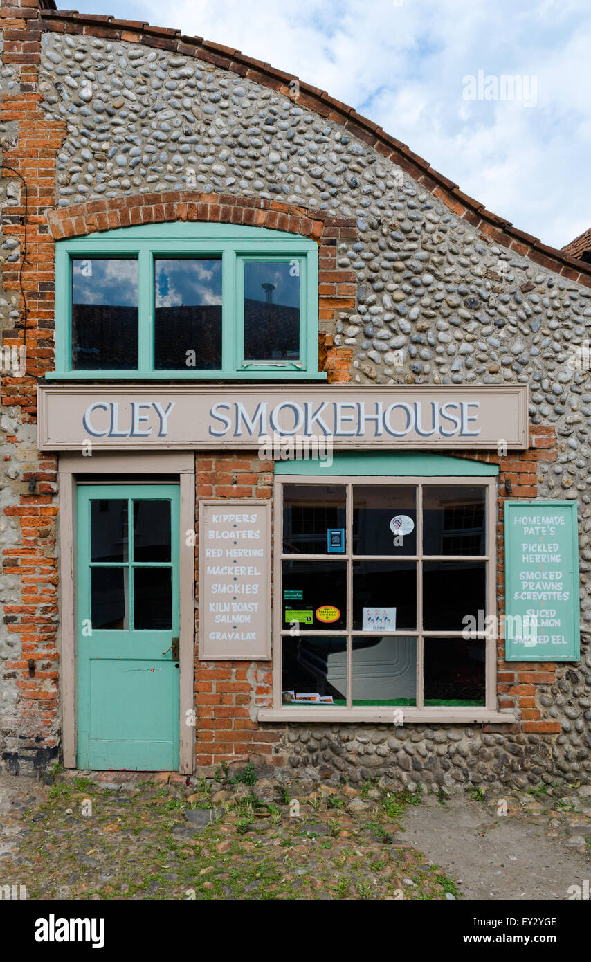 Cley traditional smokehouse built from brick and flint Stock Photo - Alamy