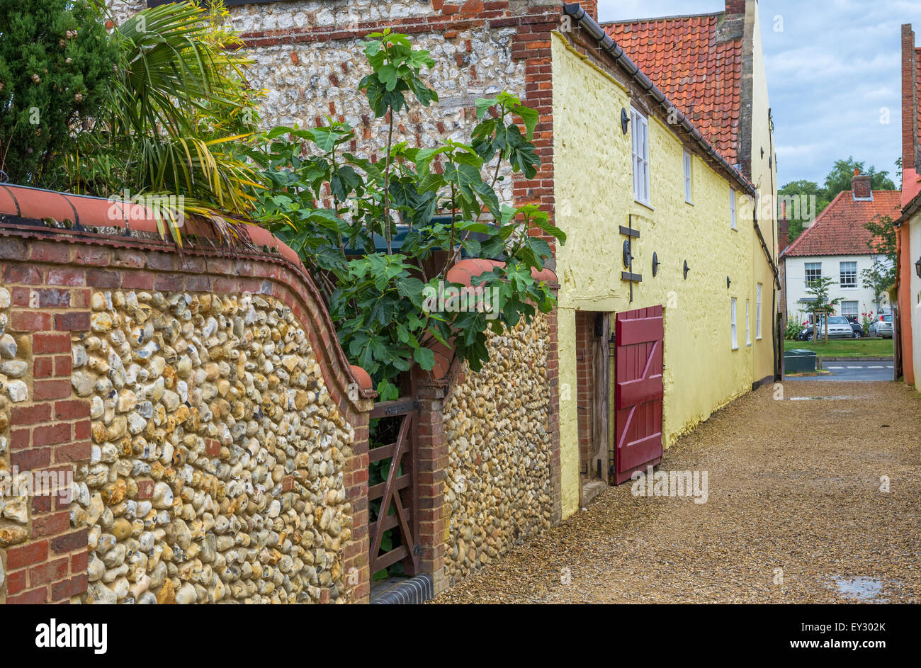 Traditional brick and flint buildings Burnham Market, Norfolk, England ...