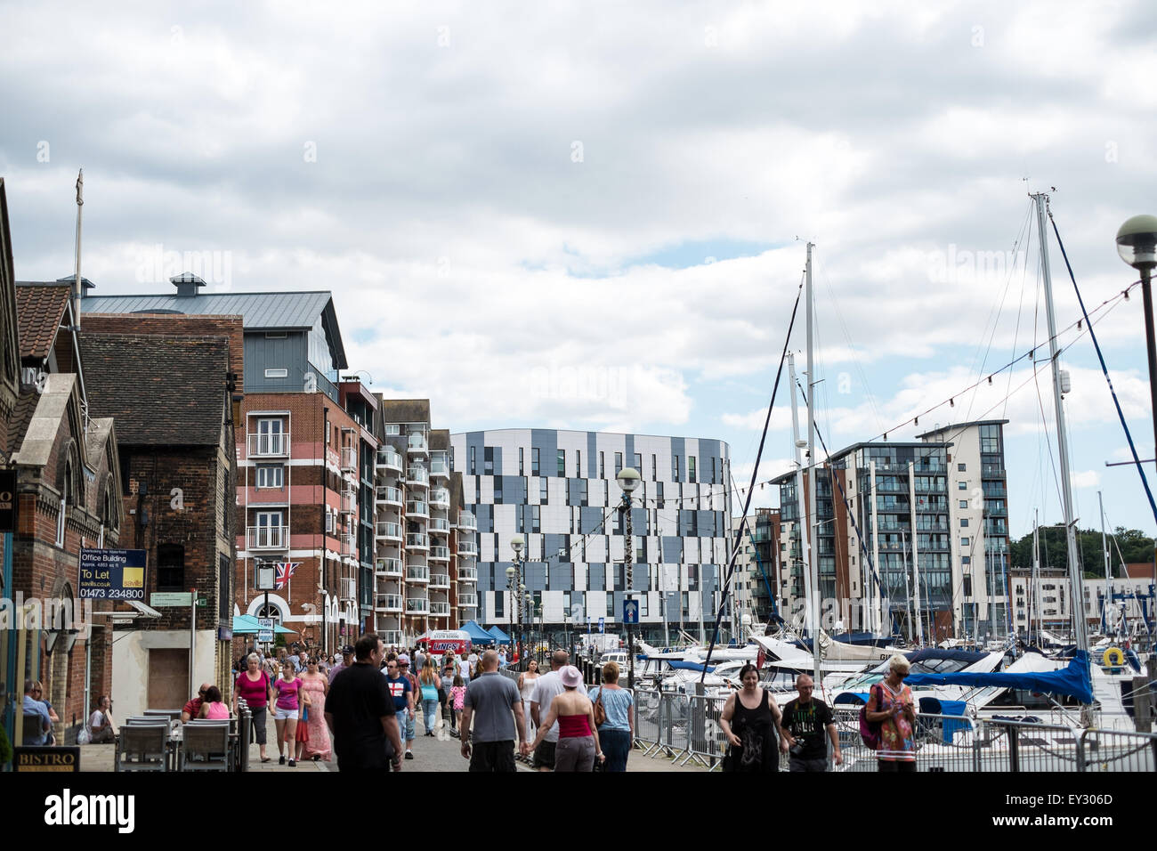 Crowds of people at Ipswich docks / marina Stock Photo - Alamy