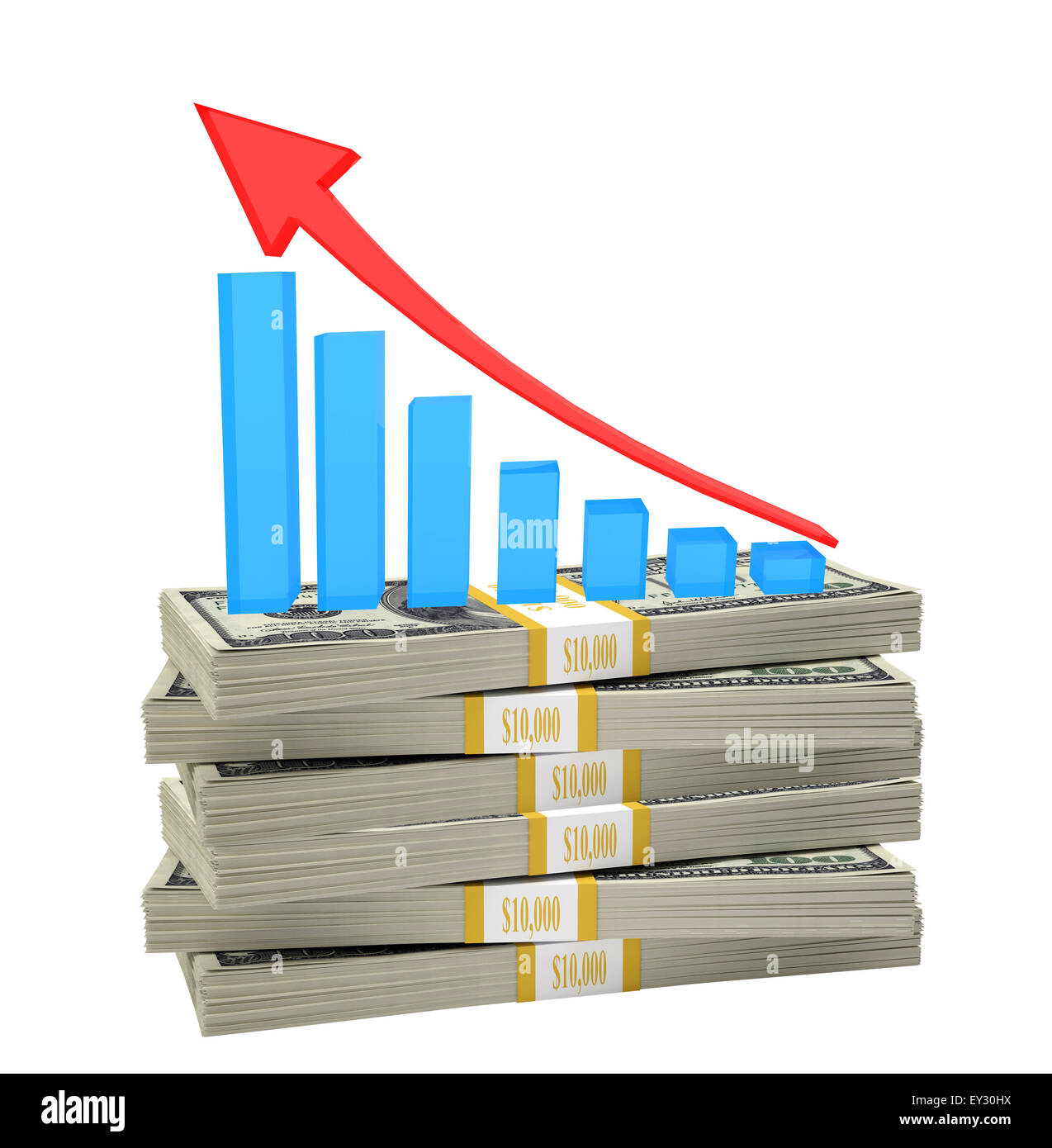 Growth graph on stack of money Stock Photo - Alamy