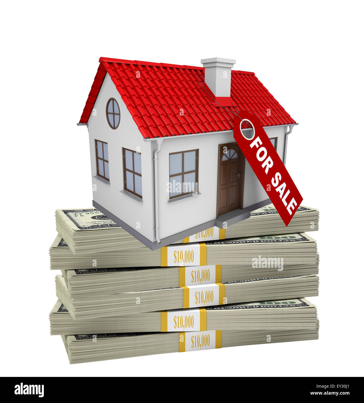 House on pile of money Stock Photo - Alamy