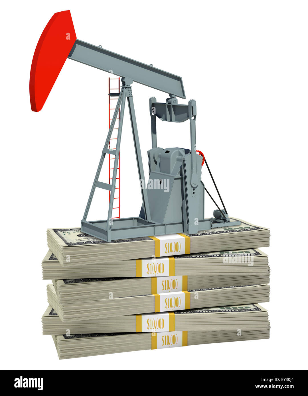 Pump jack on stack of money Stock Photo - Alamy