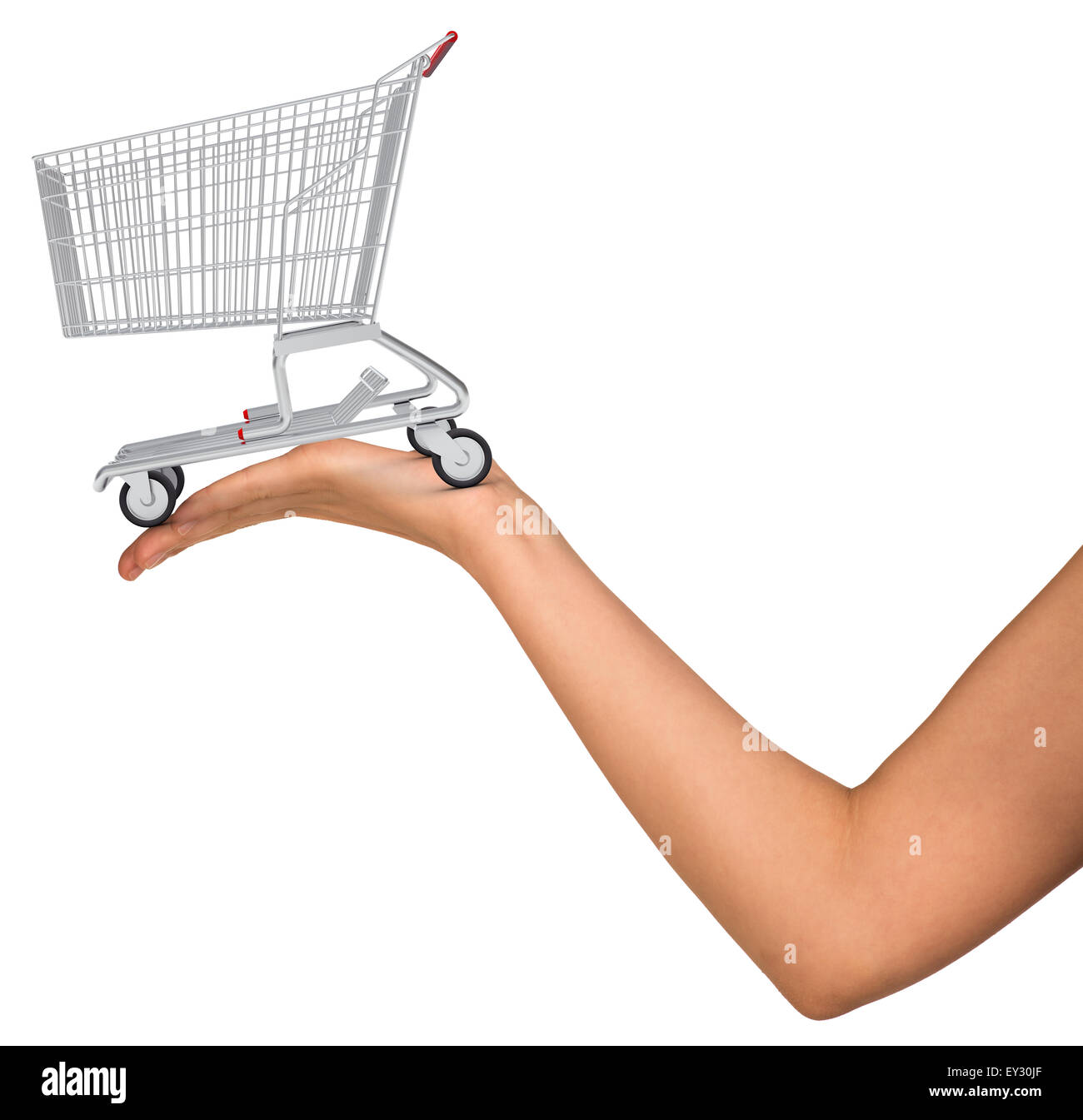 Shopping cart in womans hand Stock Photo - Alamy