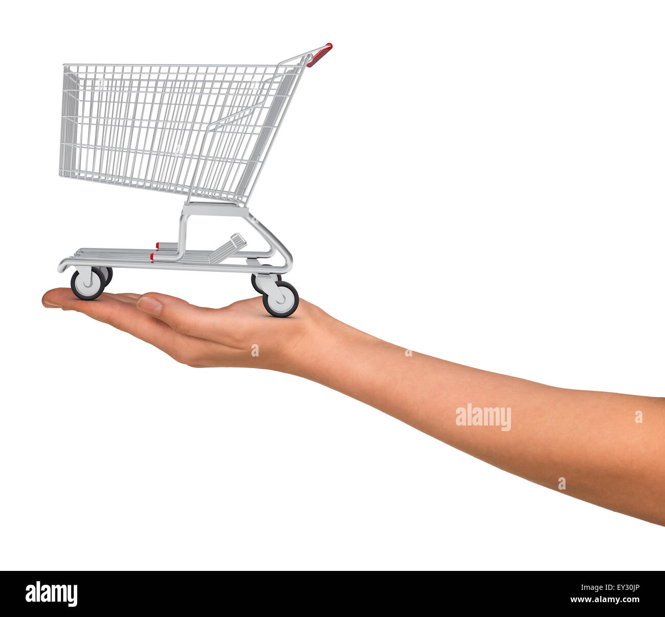 Shopping cart in humans hand Stock Photo - Alamy