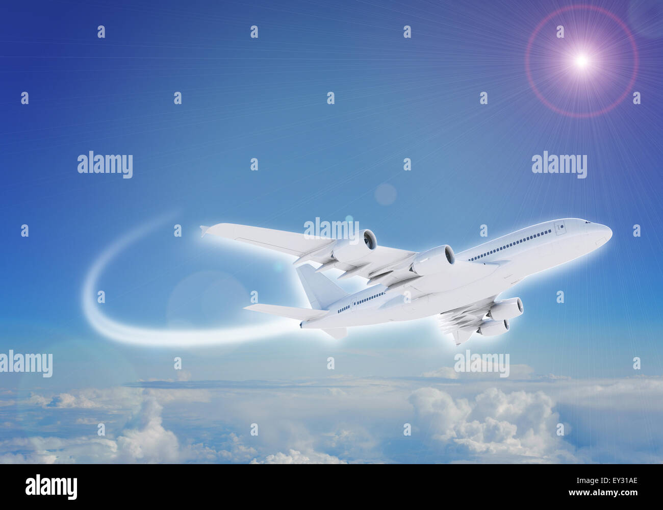 Jet flying in sky Stock Photo - Alamy