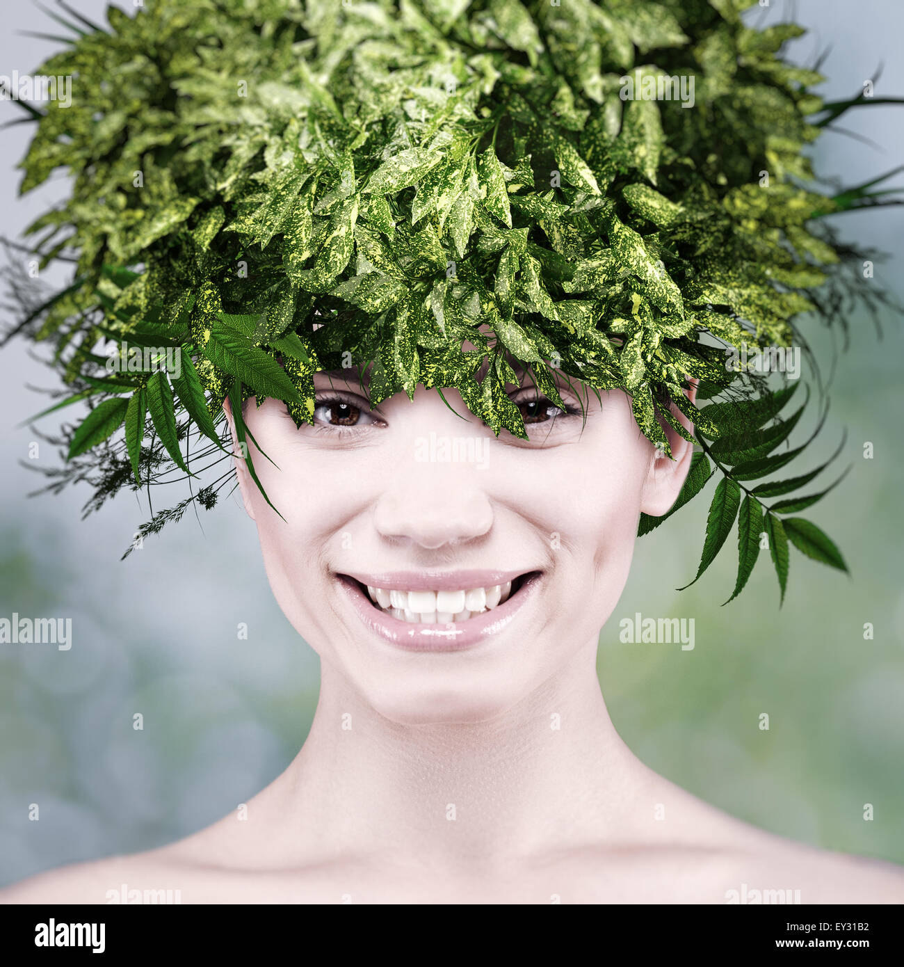 Funny female portrait over natural background Stock Photo - Alamy