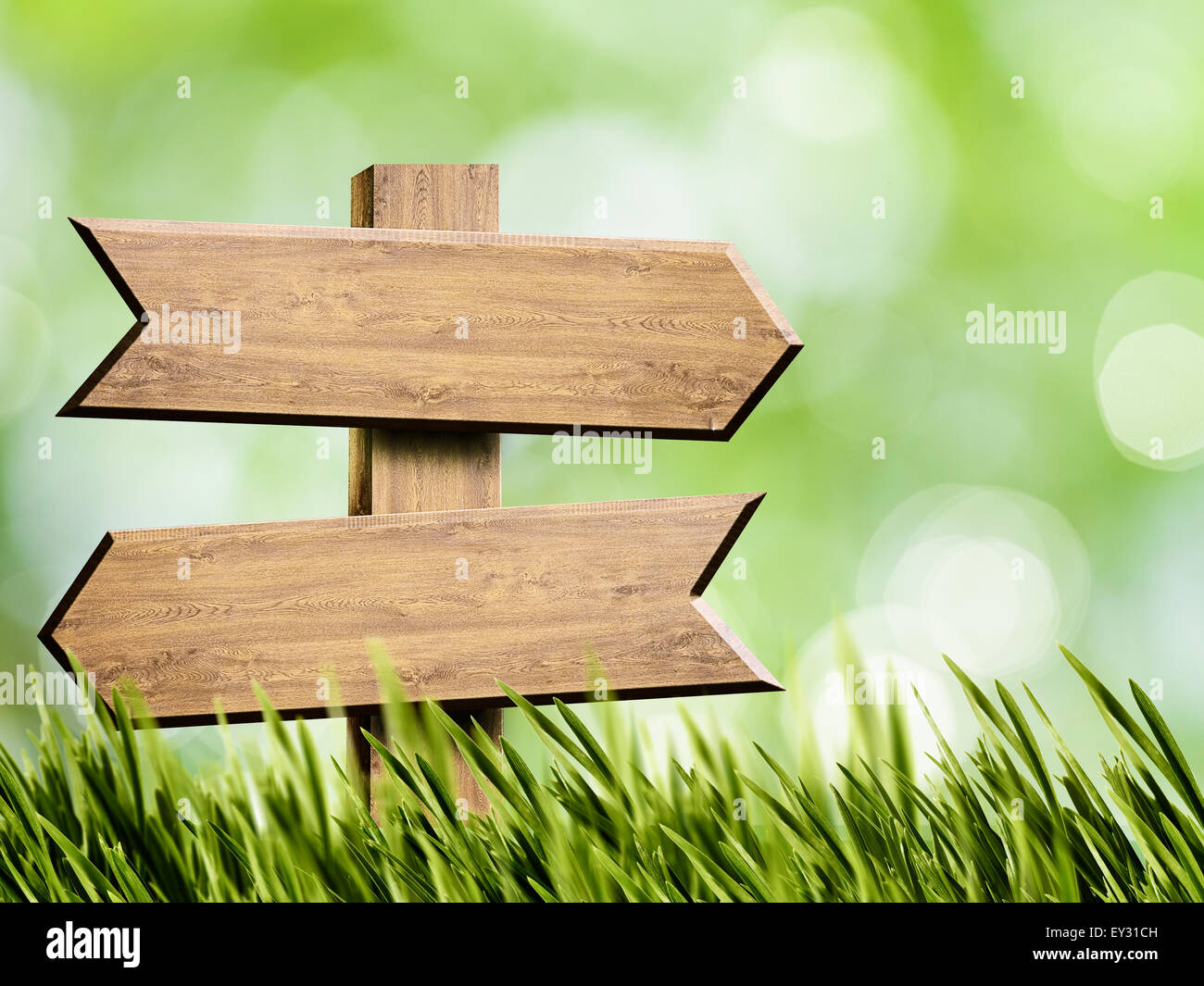 Wooden sign over abstract natural backgrounds Stock Photo - Alamy