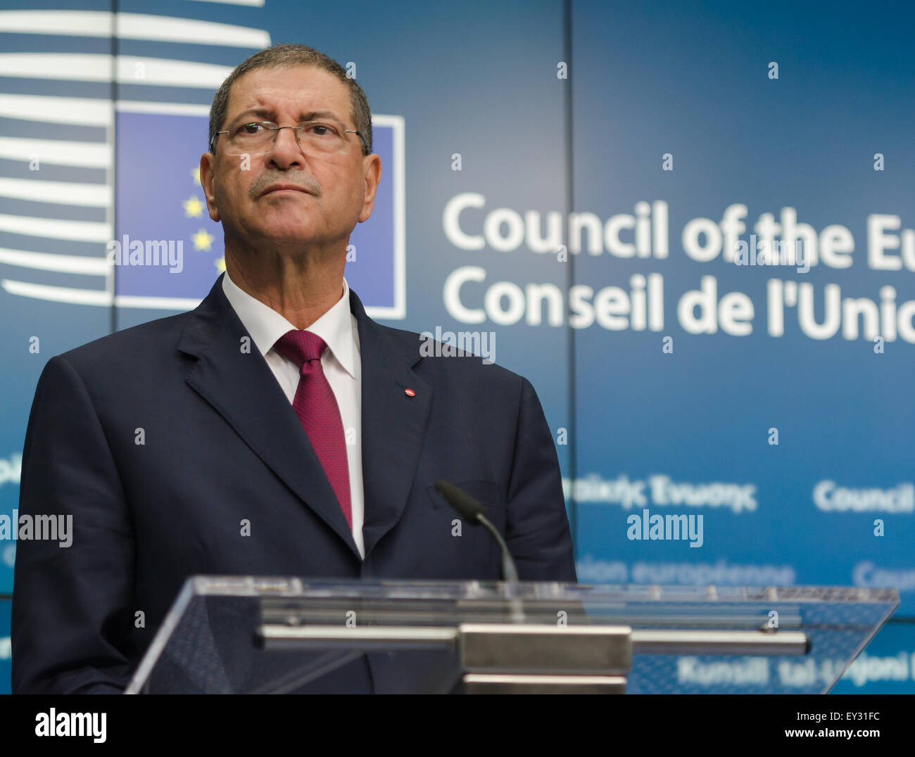 Brussels, Belgium. 20th July, 2015. Prime Minister of Tunisia Habib ...