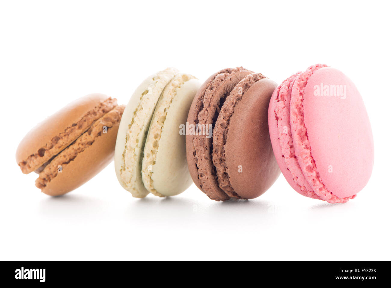 Colorful French Macarons on the white background Stock Photo - Alamy