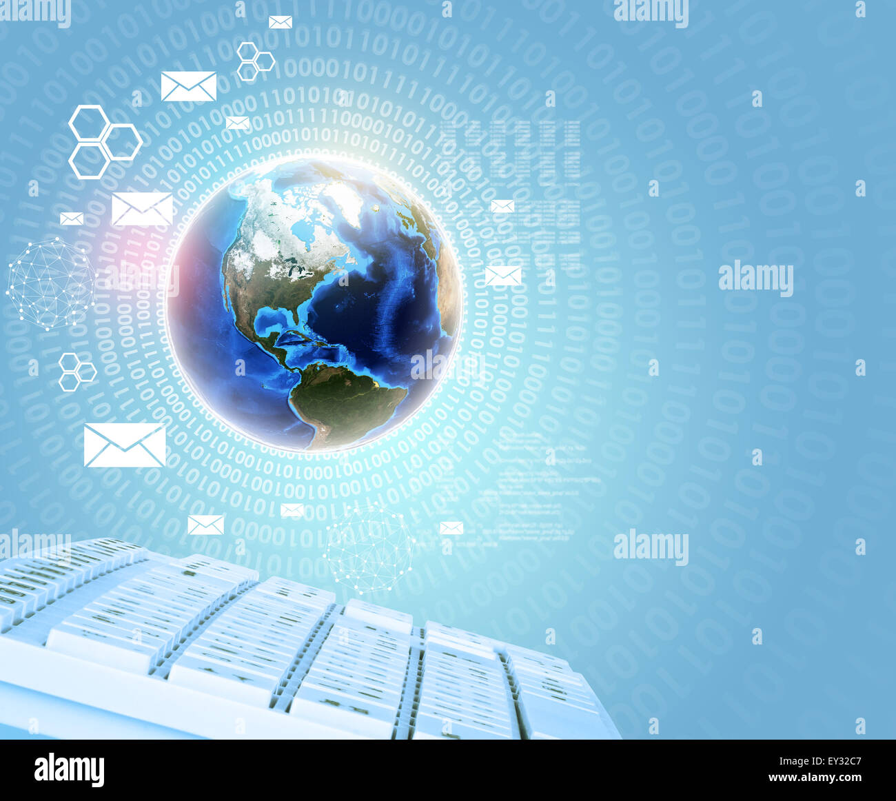 Keyboard with icons Stock Photo - Alamy