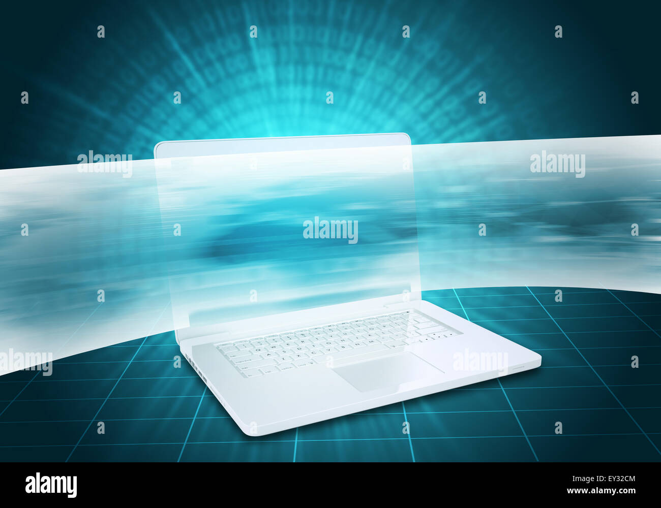 Virtual laptop and wide line Stock Photo - Alamy