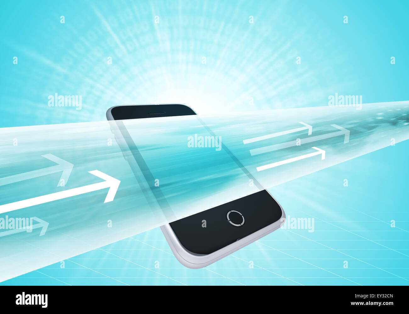 Virtual smartphone wide line with arrows Stock Photo - Alamy