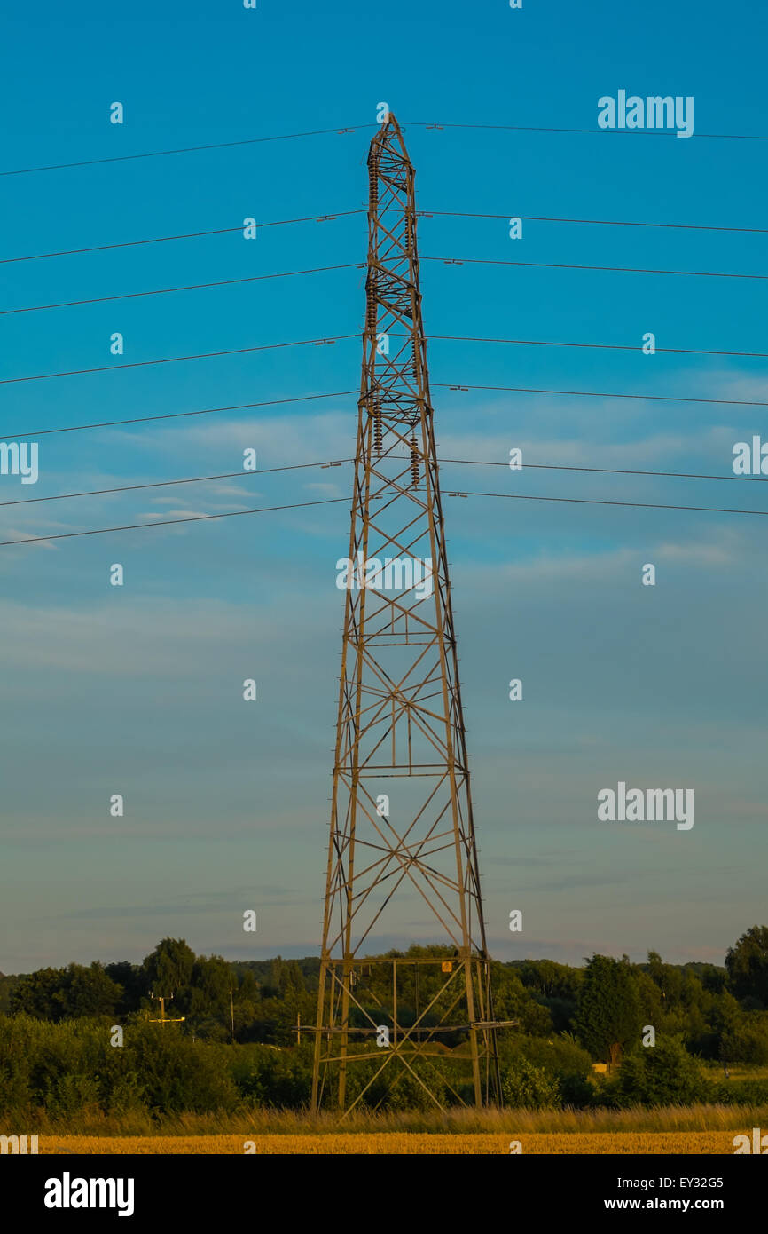 side view of electricity pylon in rural setting Stock Photo - Alamy